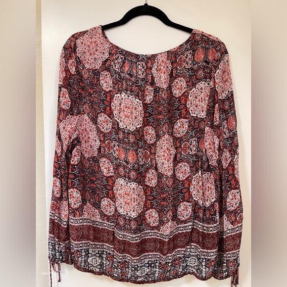 Lucky Brand | Tops | Womens Lg Lucky Brand Red Print Top | Poshmark
